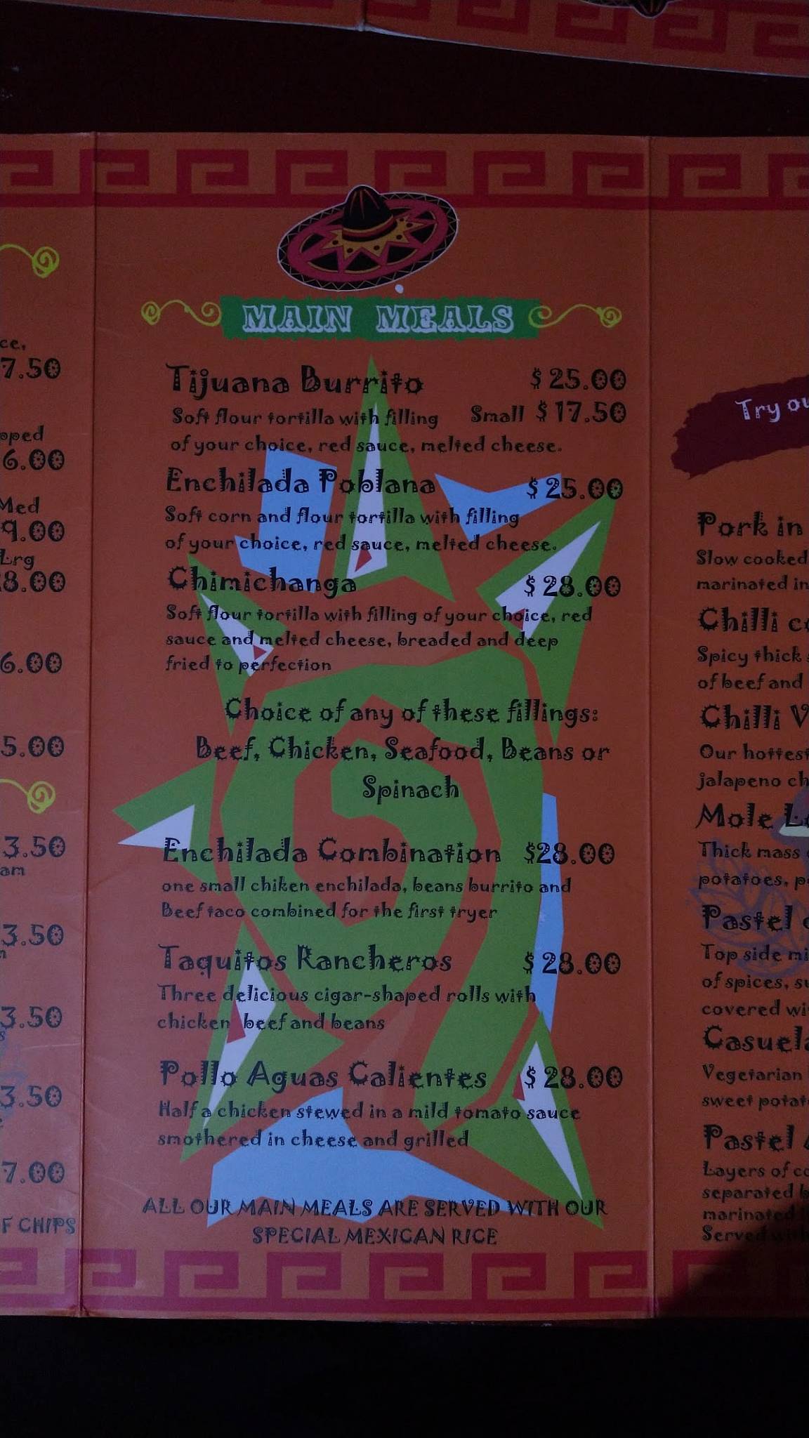 Menu at Pot of Gold Mexican Cantina restaurant, Wollongong