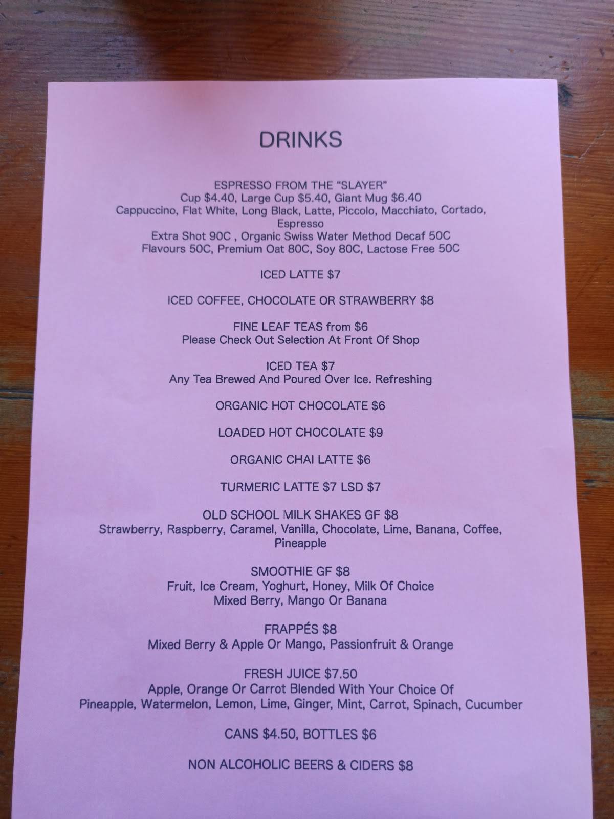 Menu at Potbelly at Medlow cafe, Medlow Bath
