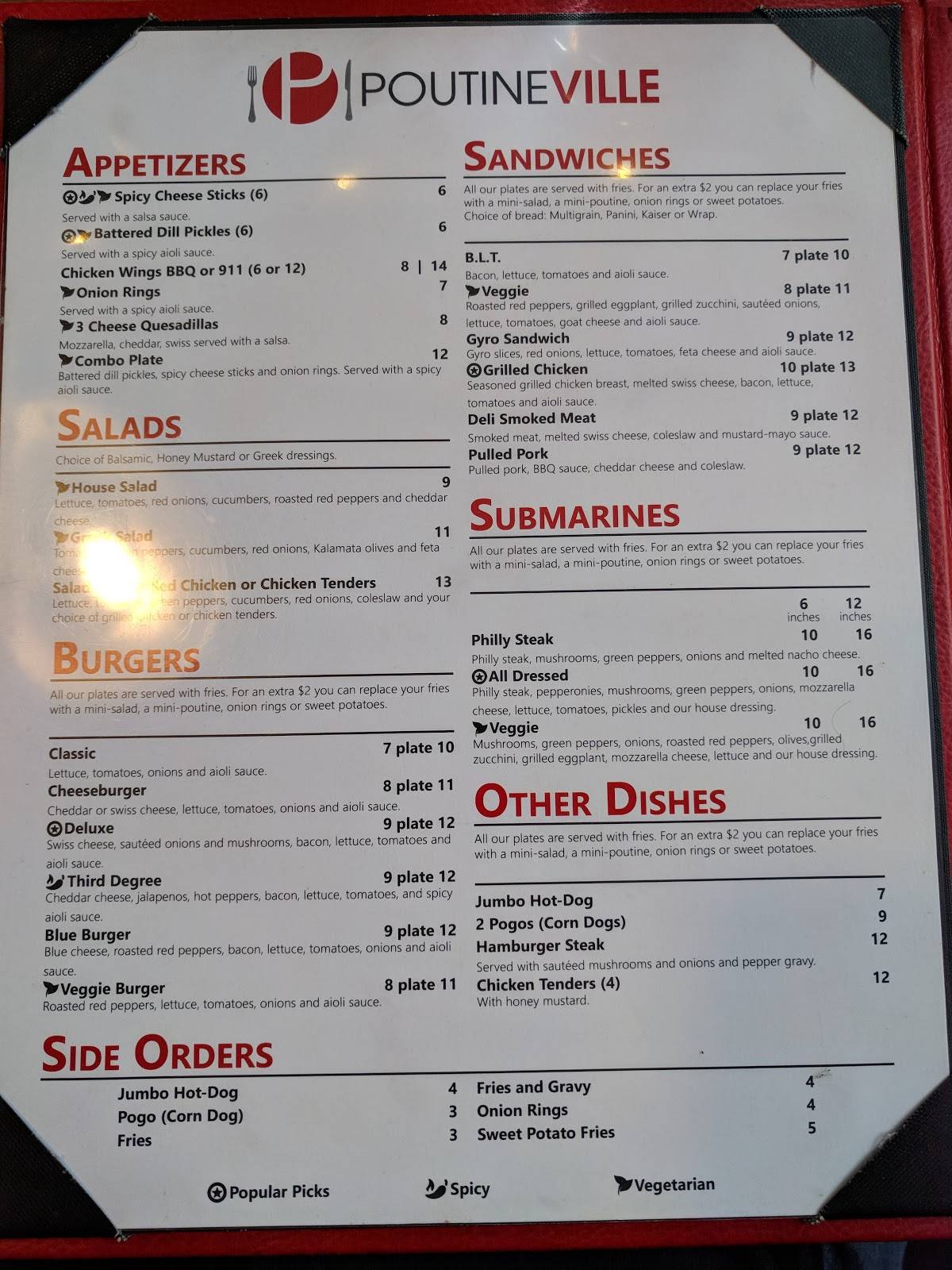 Menu au Restaurant Poutineville Saint-Roch, Québec, 735 Rue Saint-Joseph E