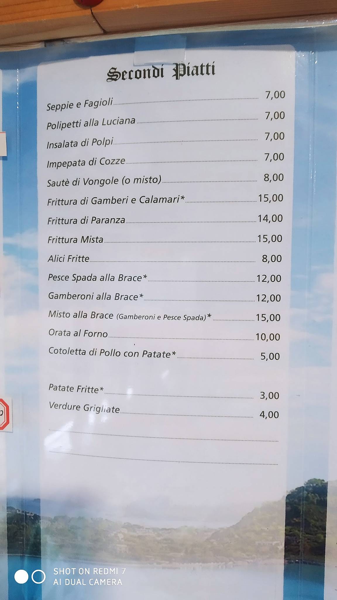 Menu da Caronte ristorante, Pozzuoli, Via Lago Averno Lato Destro