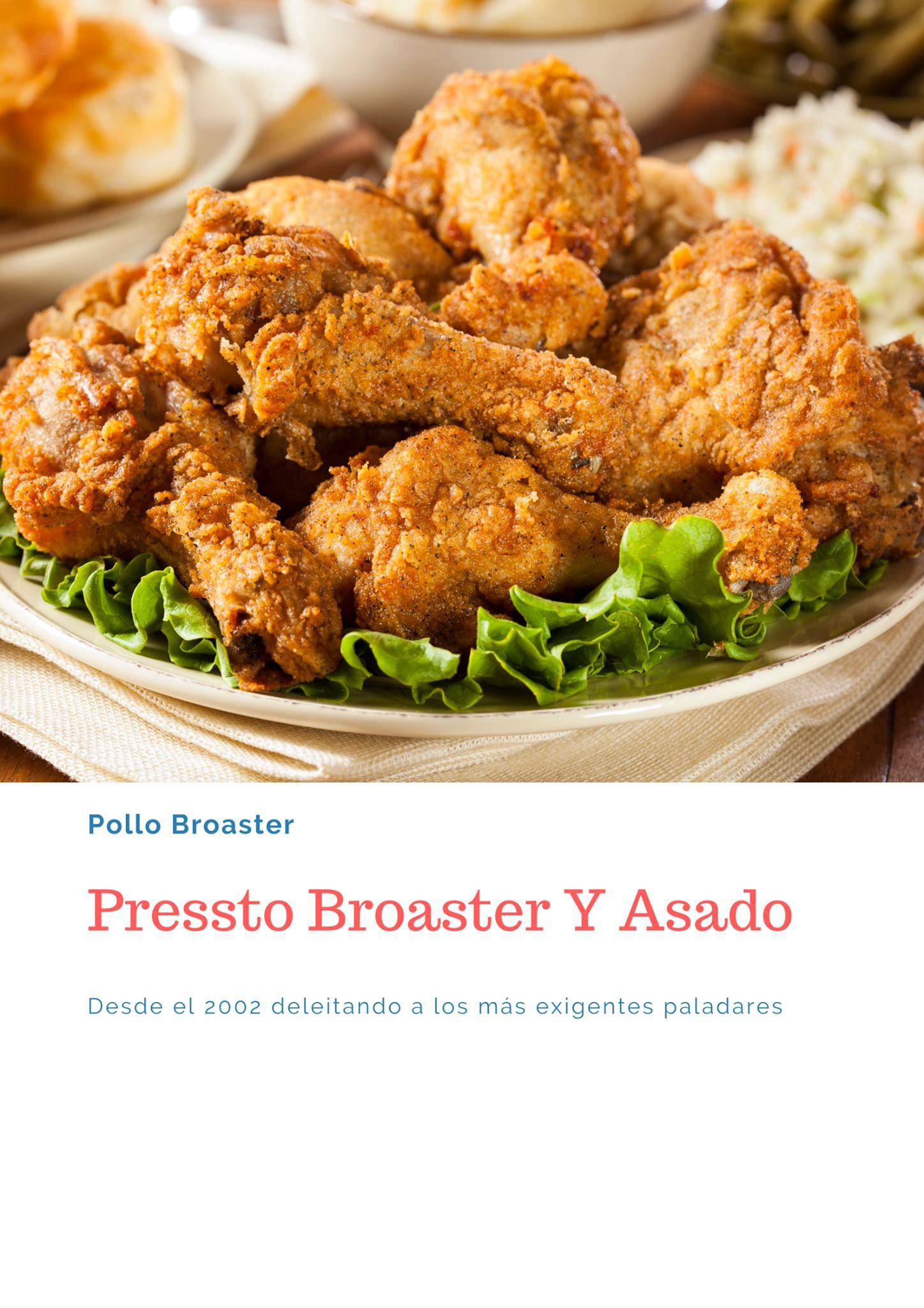 Carta del restaurante Pressto Broaster, Bogotá