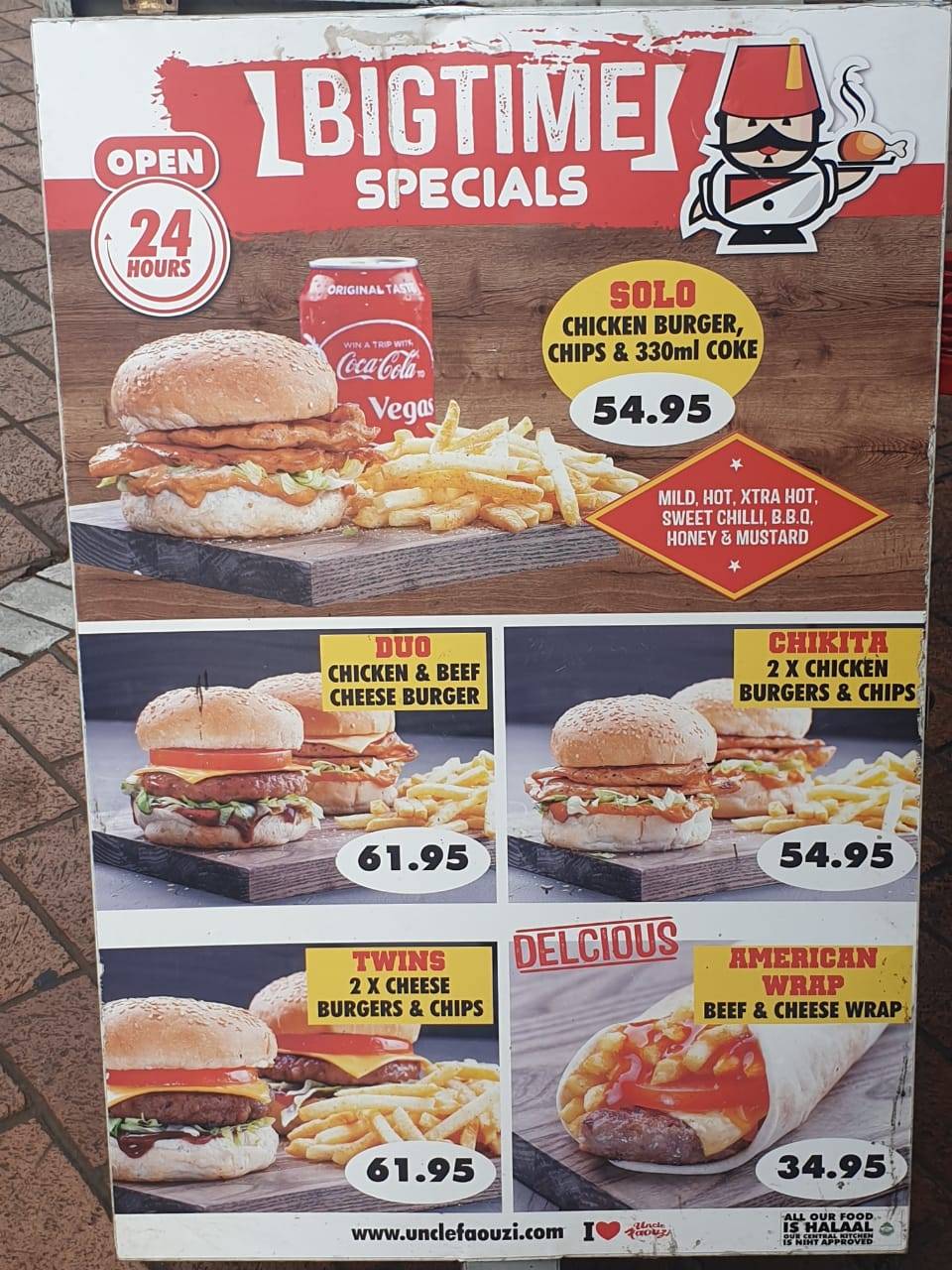 Menu at Uncle Faouzi: Hatfield restaurant, Pretoria, Burnett St