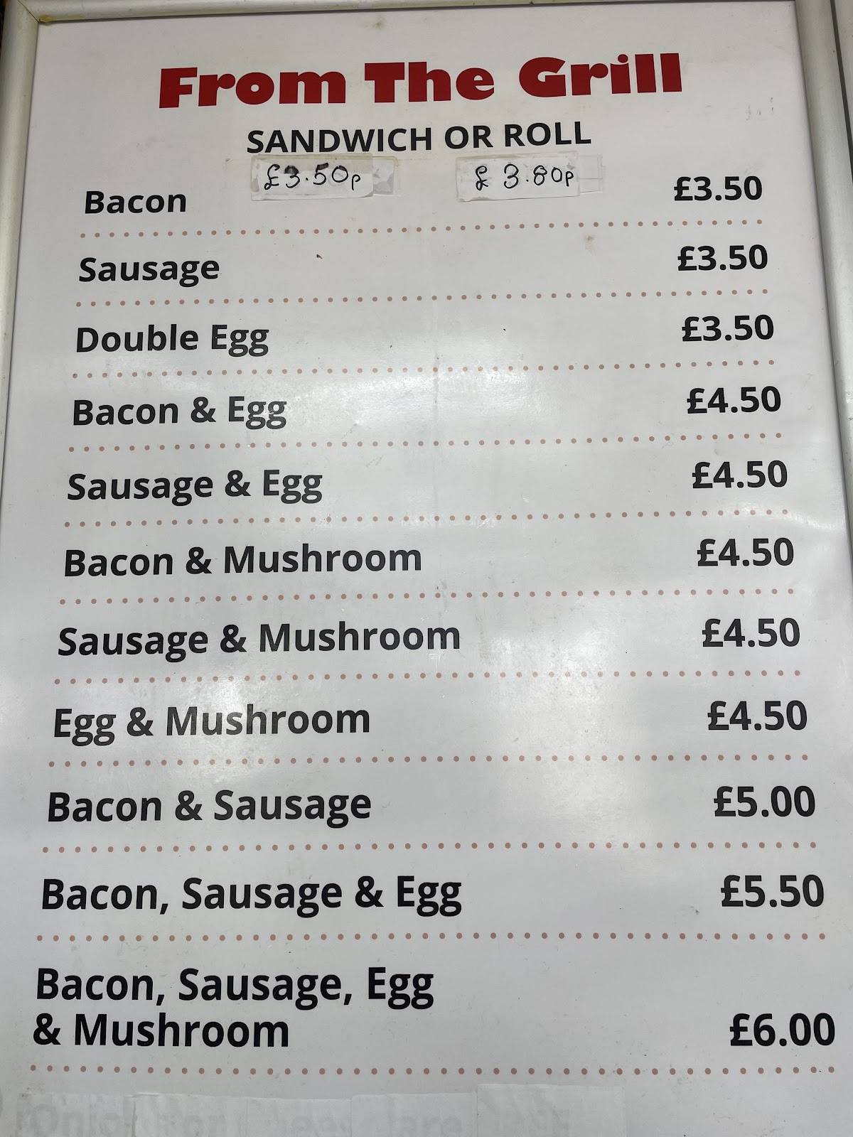 Menu at Promenade Cafe, Gravesend