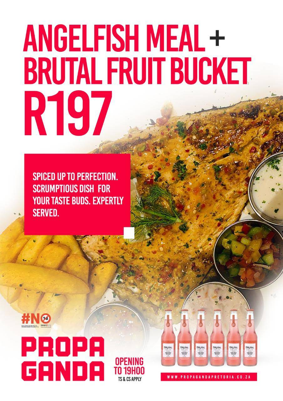 Menu at Propaganda Pretoria club, Pretoria