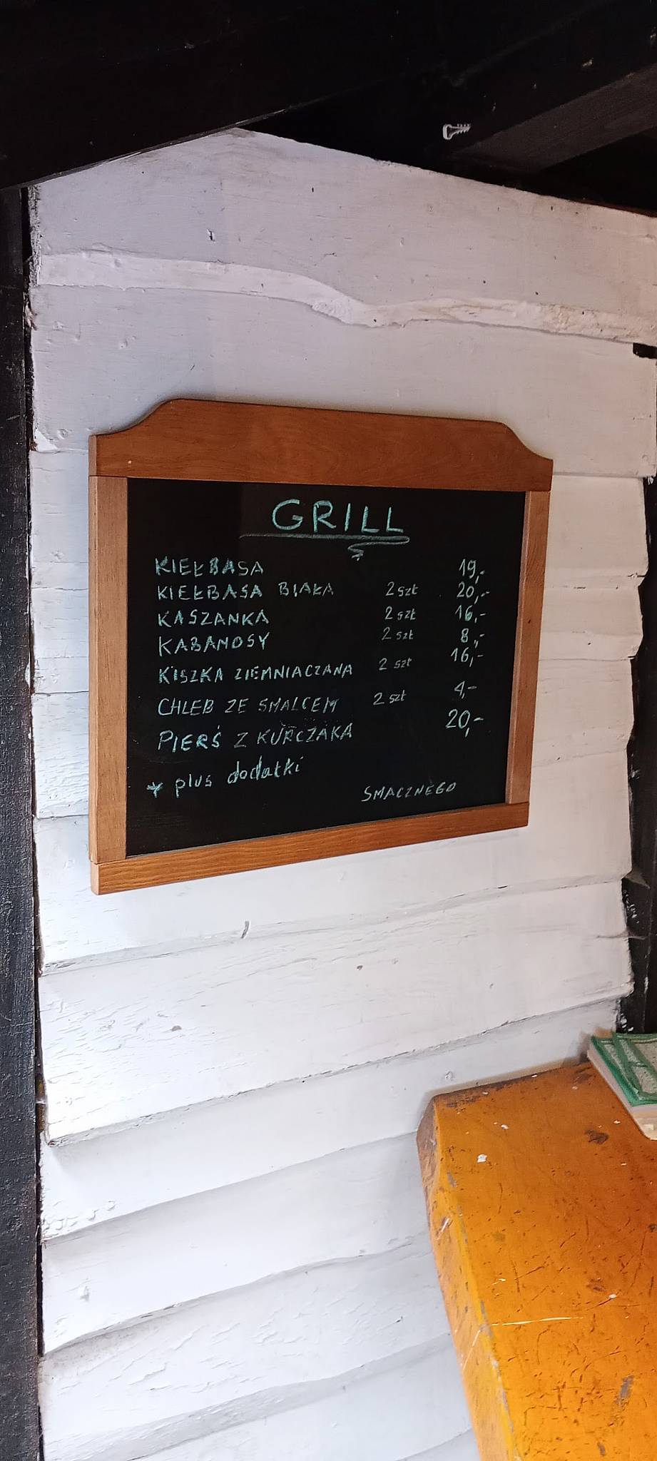 Menu at Pub Tola, Warsaw