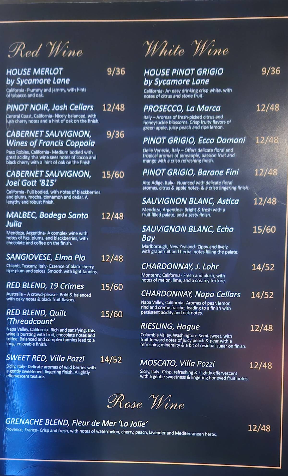 Menu at Blue Sunday Bar & Grill, Bensalem
