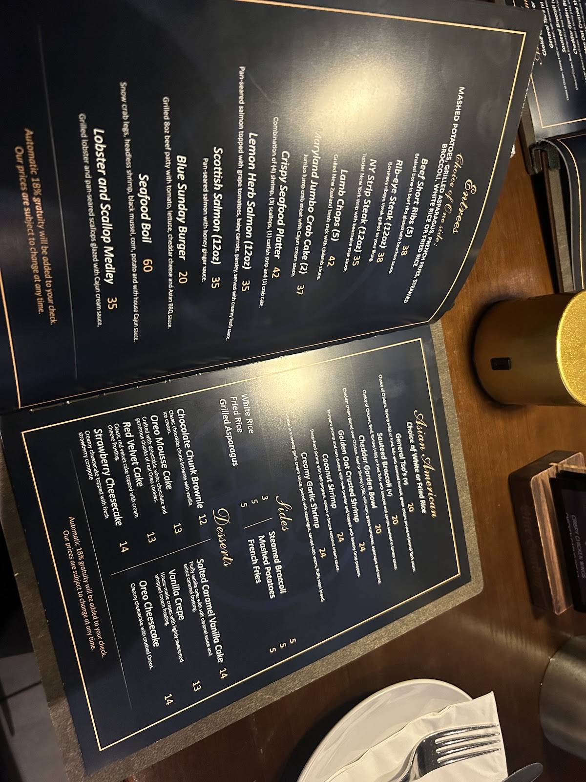 Menu at Blue Sunday Bar & Grill, Bensalem