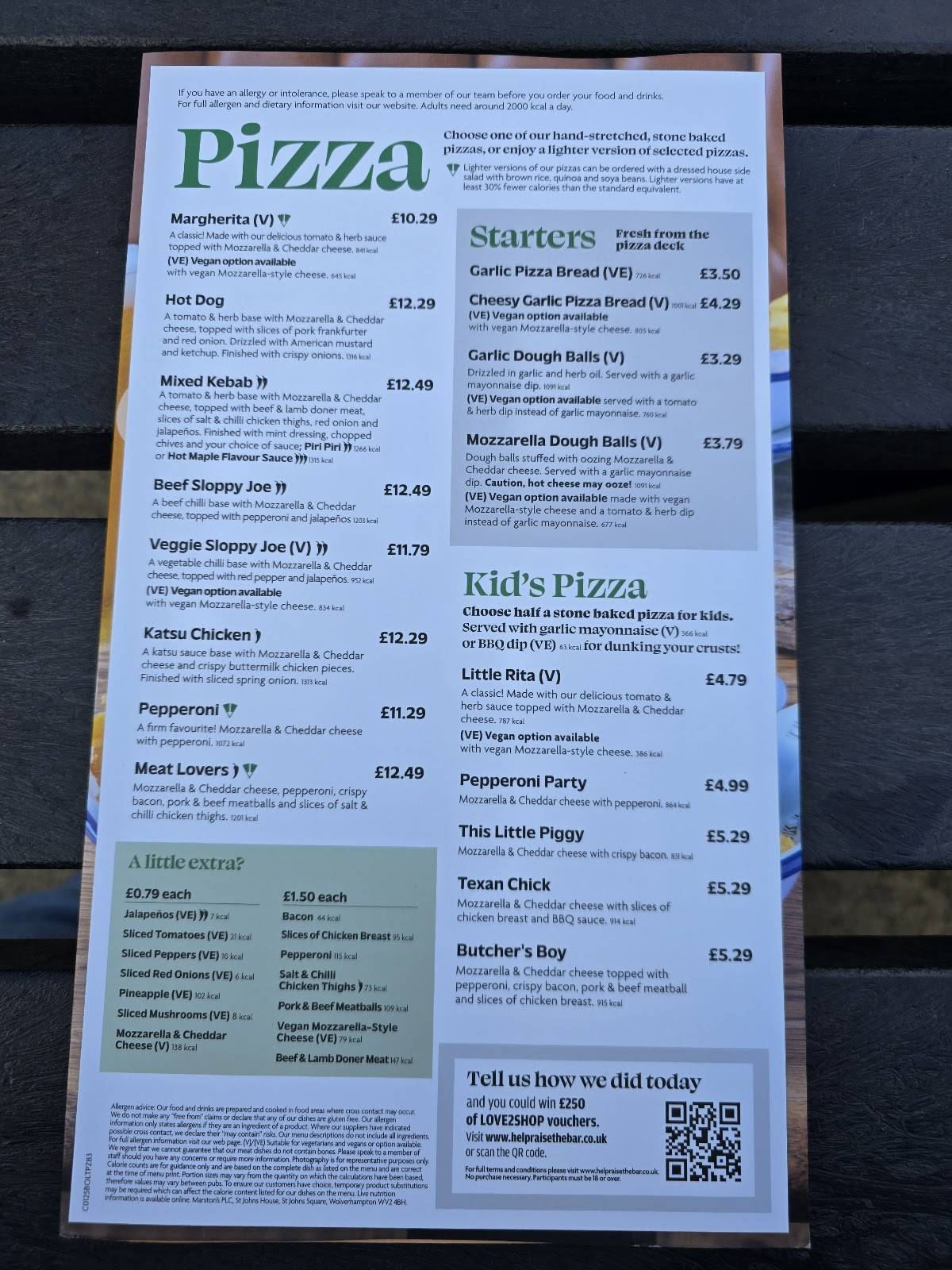 Menu at Boundary pub & bar, Alfreton