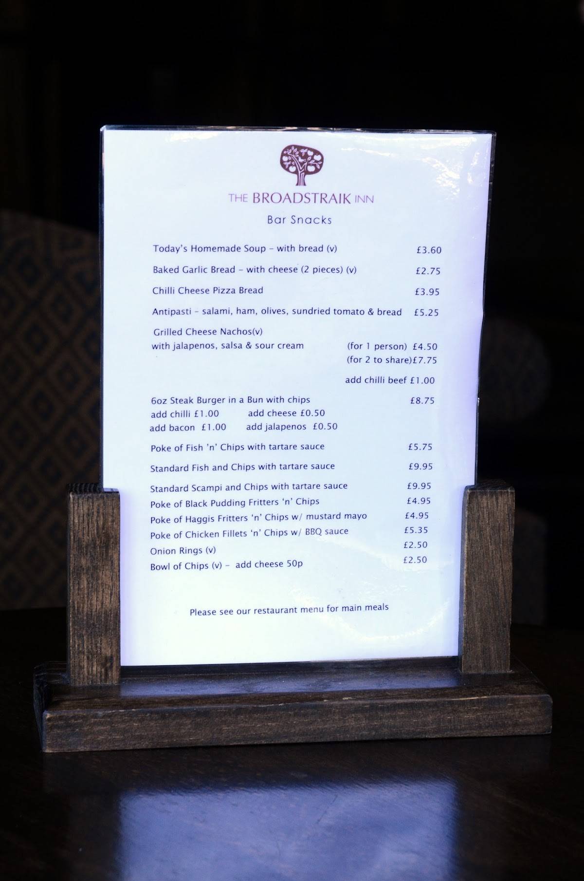 Menu at Broadstraik Inn pub & bar, Westhill