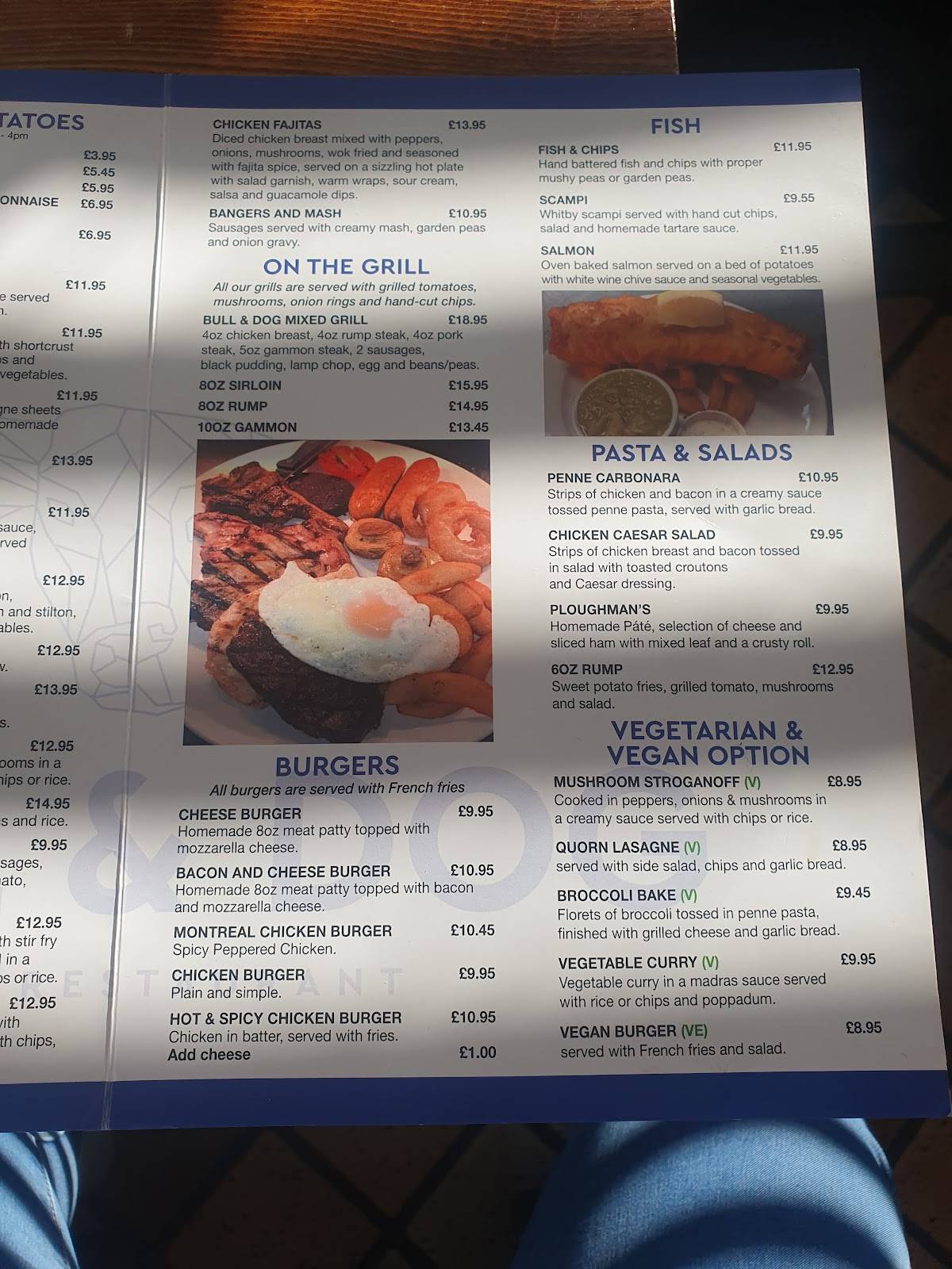 Menu at Bull & Dog pub & bar, St Helens