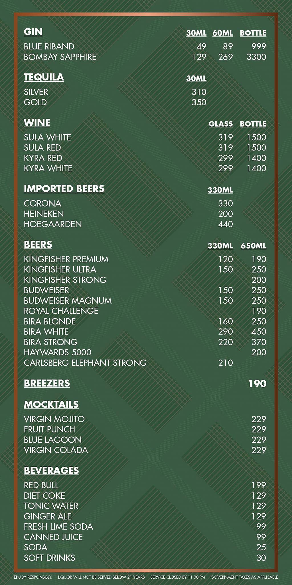 Menu at CHOWRASTA KITCHEN AND BAR, Hyderabad