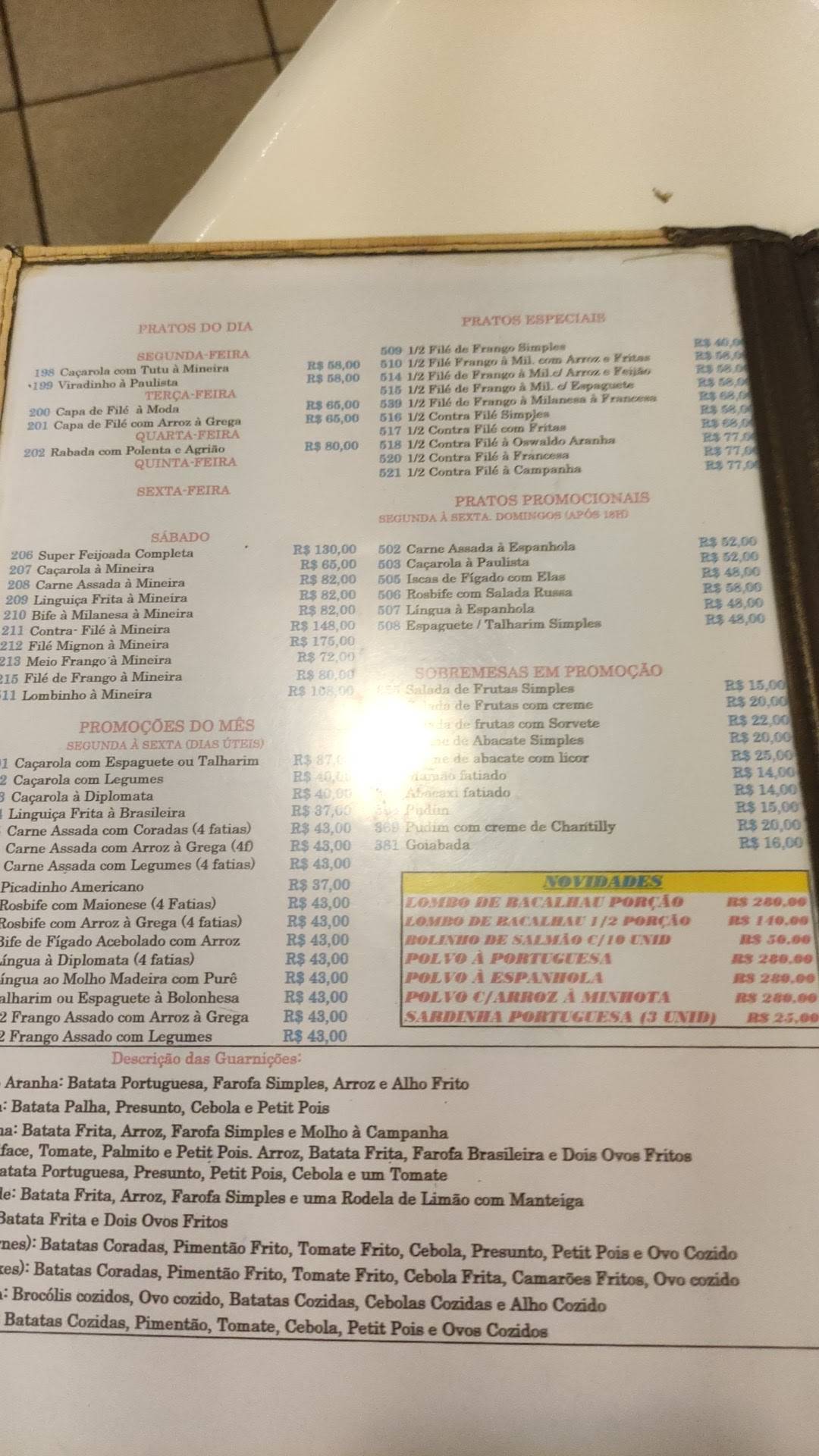 Menu em Café Lamas, Rio de Janeiro, R Marquês de Abrantes 18