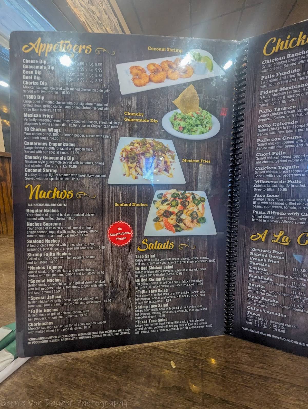 Menu at El 1800 Mexican Restaurant, Douglas