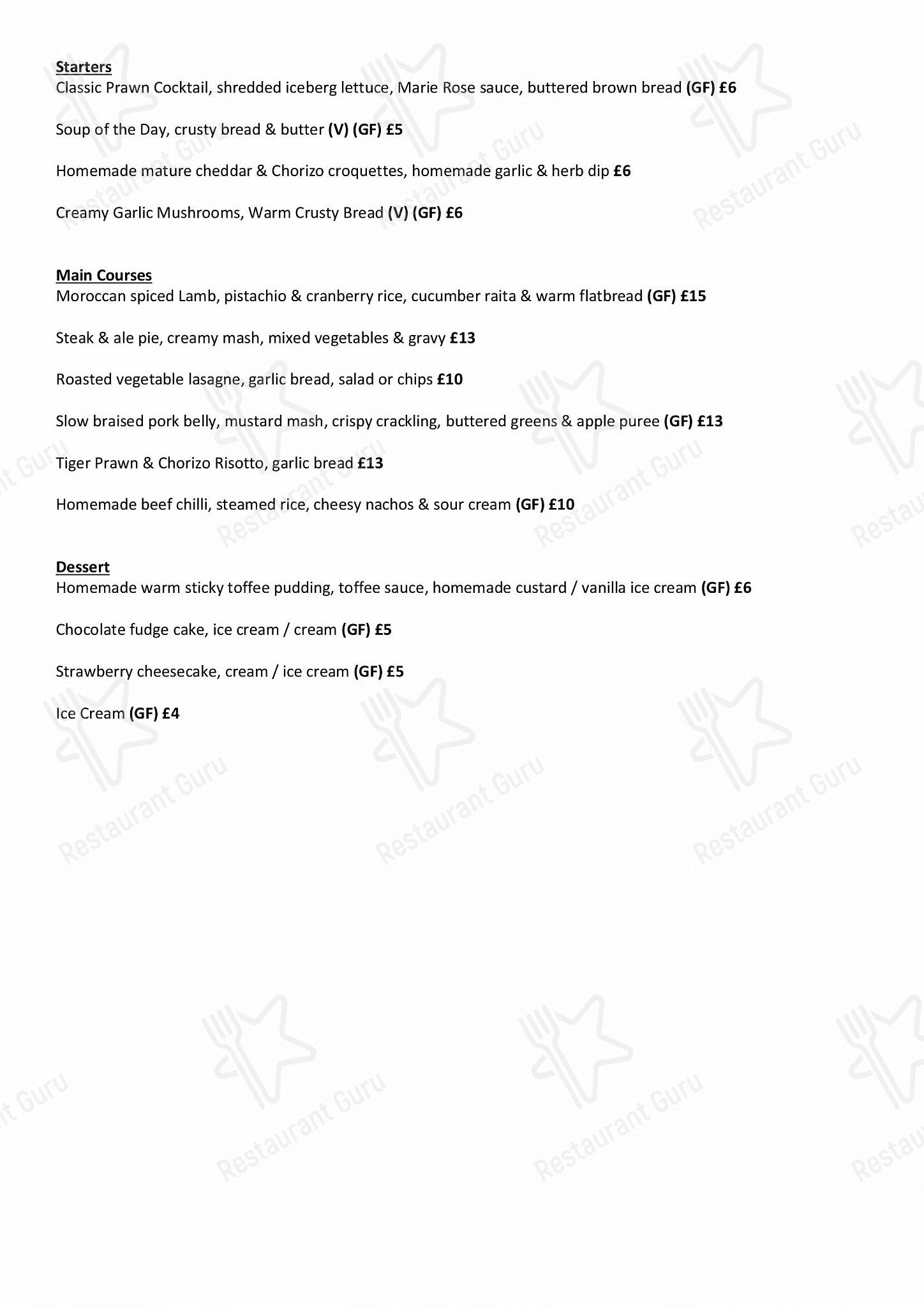 Menu at The Four Sons Inn pub & bar, Huddersfield