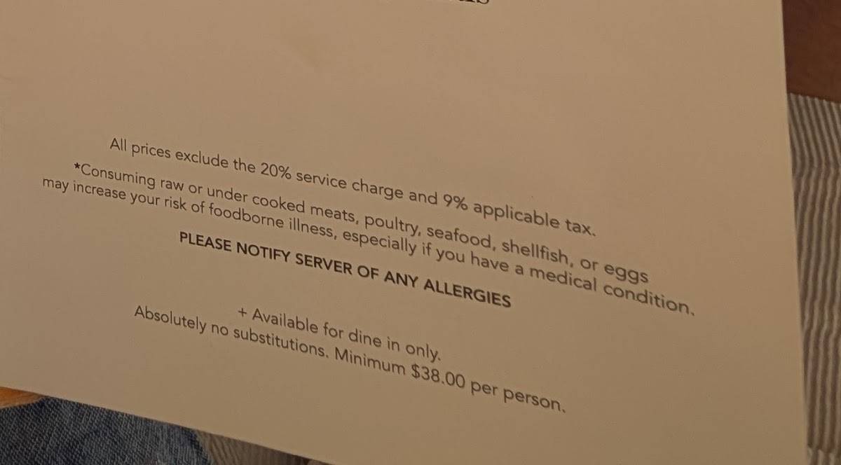 Menu at Gianni's At The Former Versace Mansion pub & bar, Miami Beach