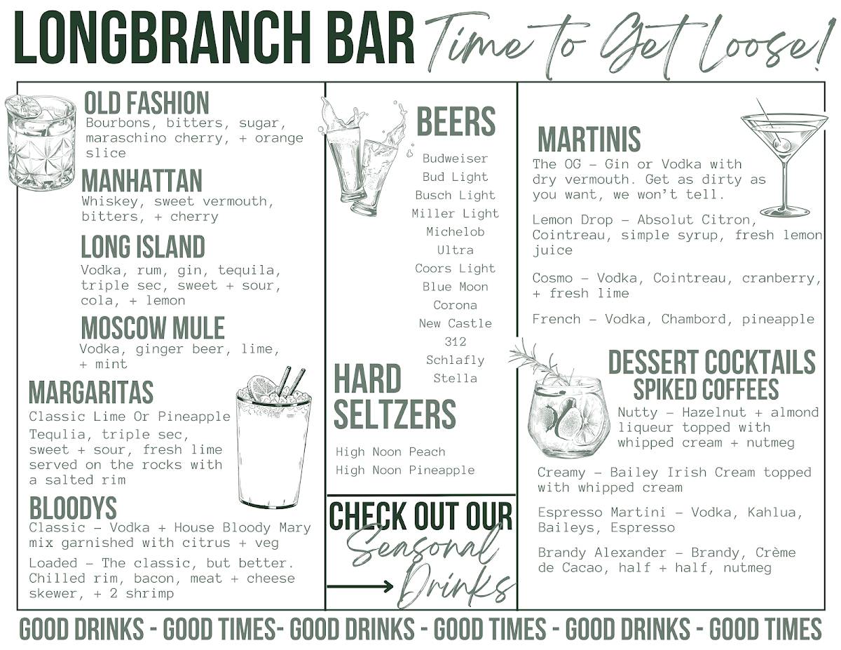 Menu at LONGBRANCH GRILL pub & bar, Shelbyville, W Main St Suite A