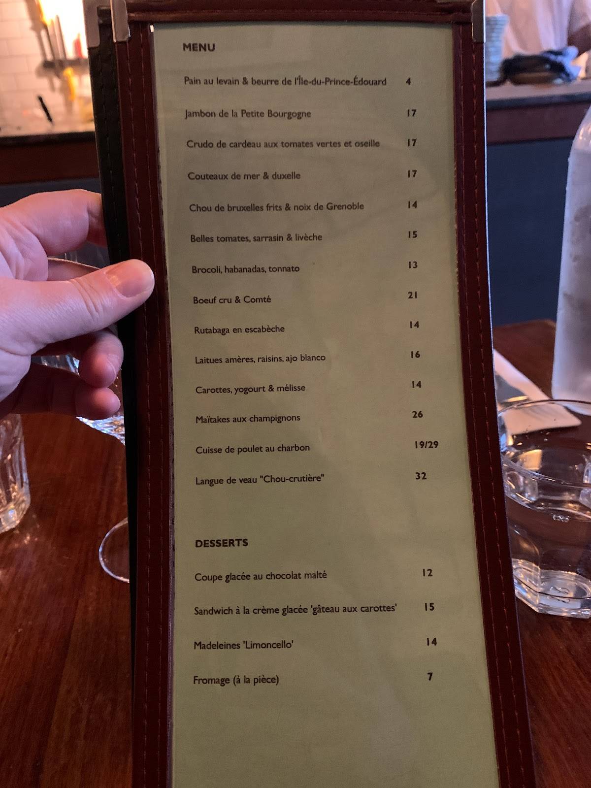 Menu at Le Vin Papillon pub & bar, Montréal, Notre-Dame St W