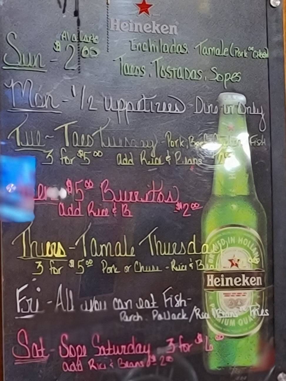 Menu at Leroy's "Hot Stuff" pub & bar, Porter