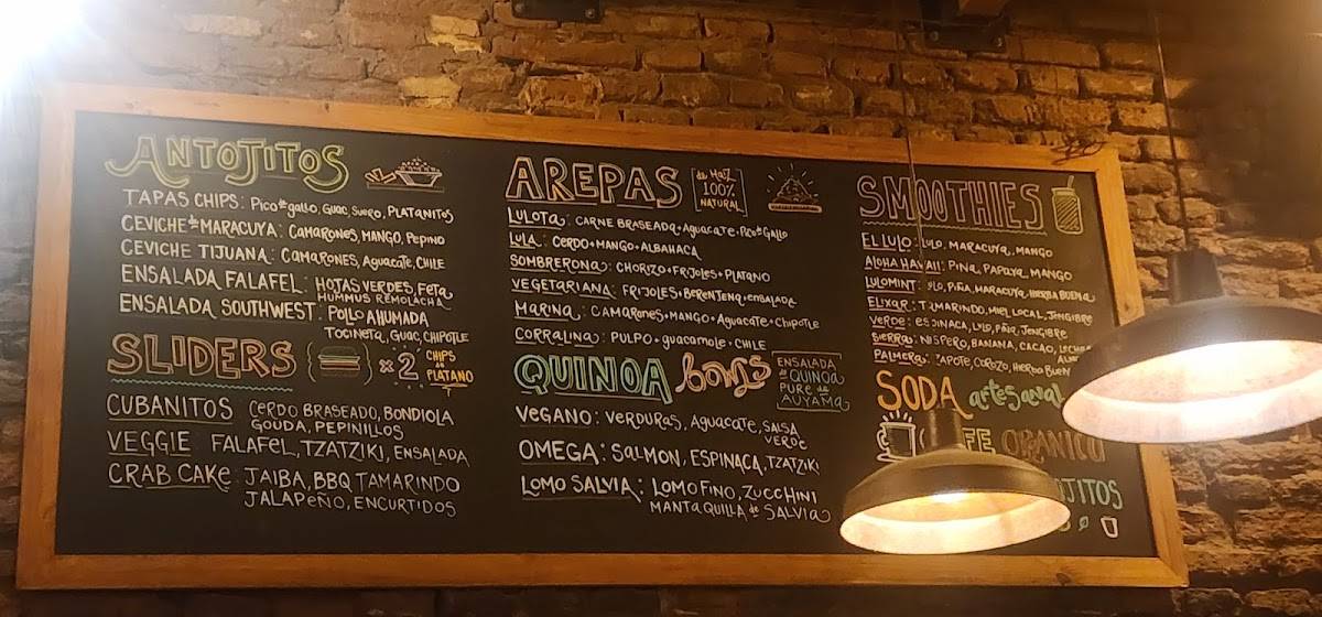 Carta de Lulo Café Bar, Santa Marta