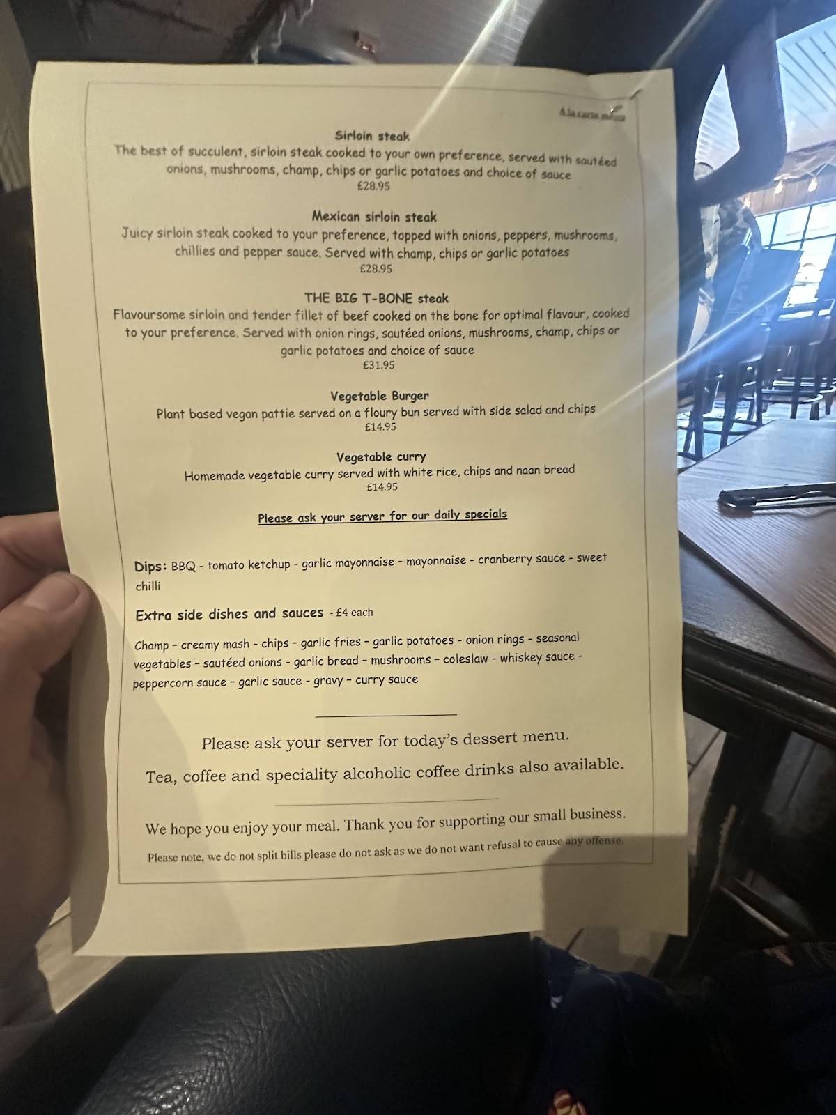 Menu at Mayfly Inn pub & bar, Kesh