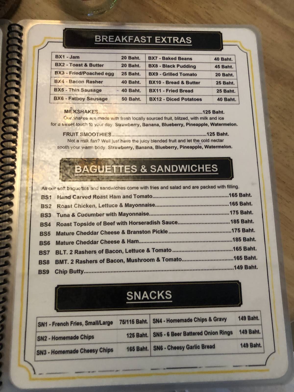 Menu at Pattaya Sports Hub pub & bar, Pattaya City