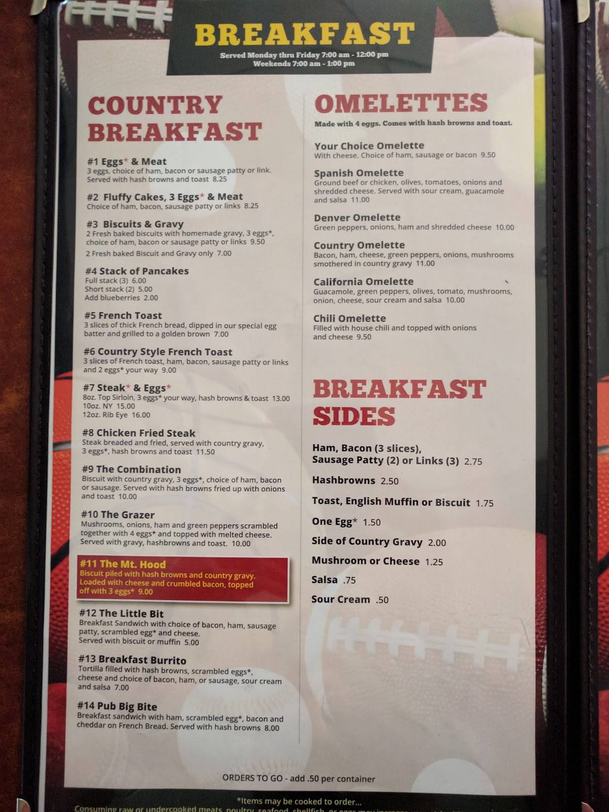 Menu at Pub 181, Gresham