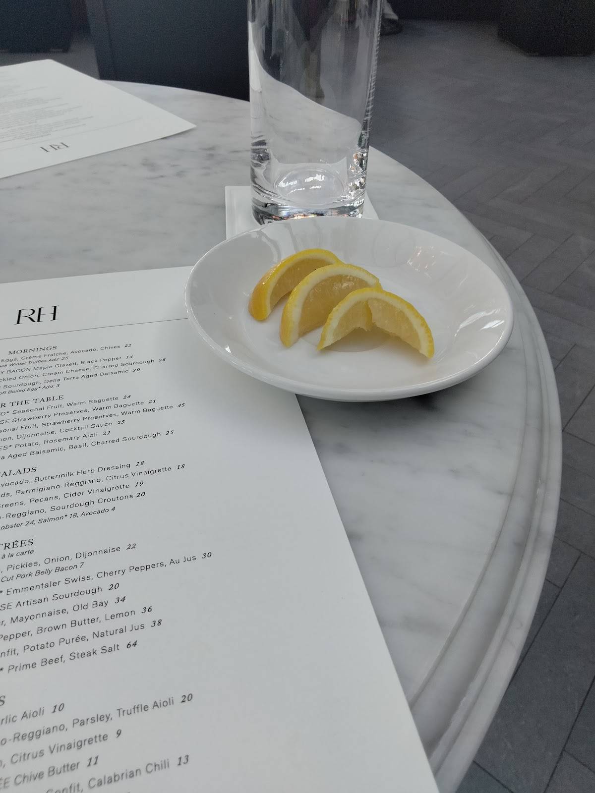 Menu at RH Rooftop Restaurant Dallas, Dallas
