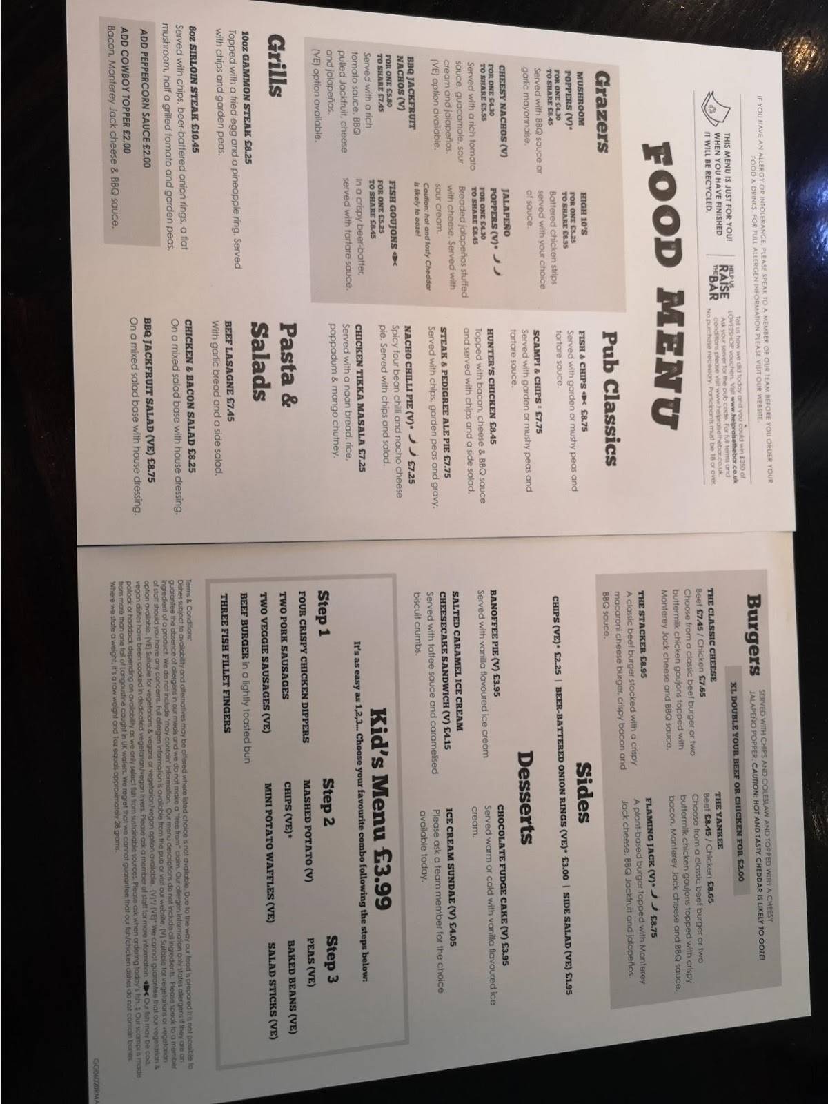Menu at Red Admiral pub & bar, Trowbridge