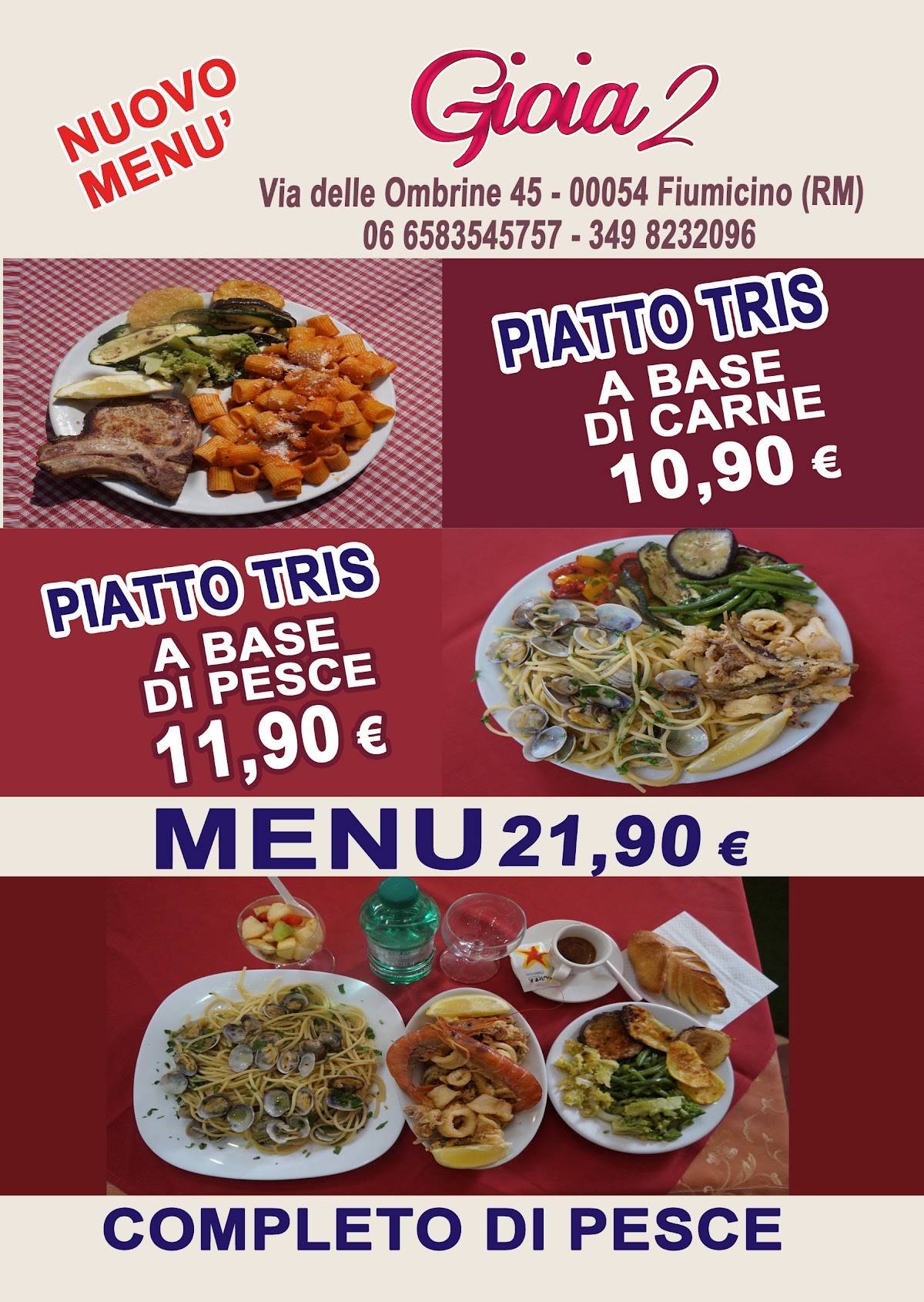 Menu at Ristorante Tavola Calda Gioia 2, Isola Sacra