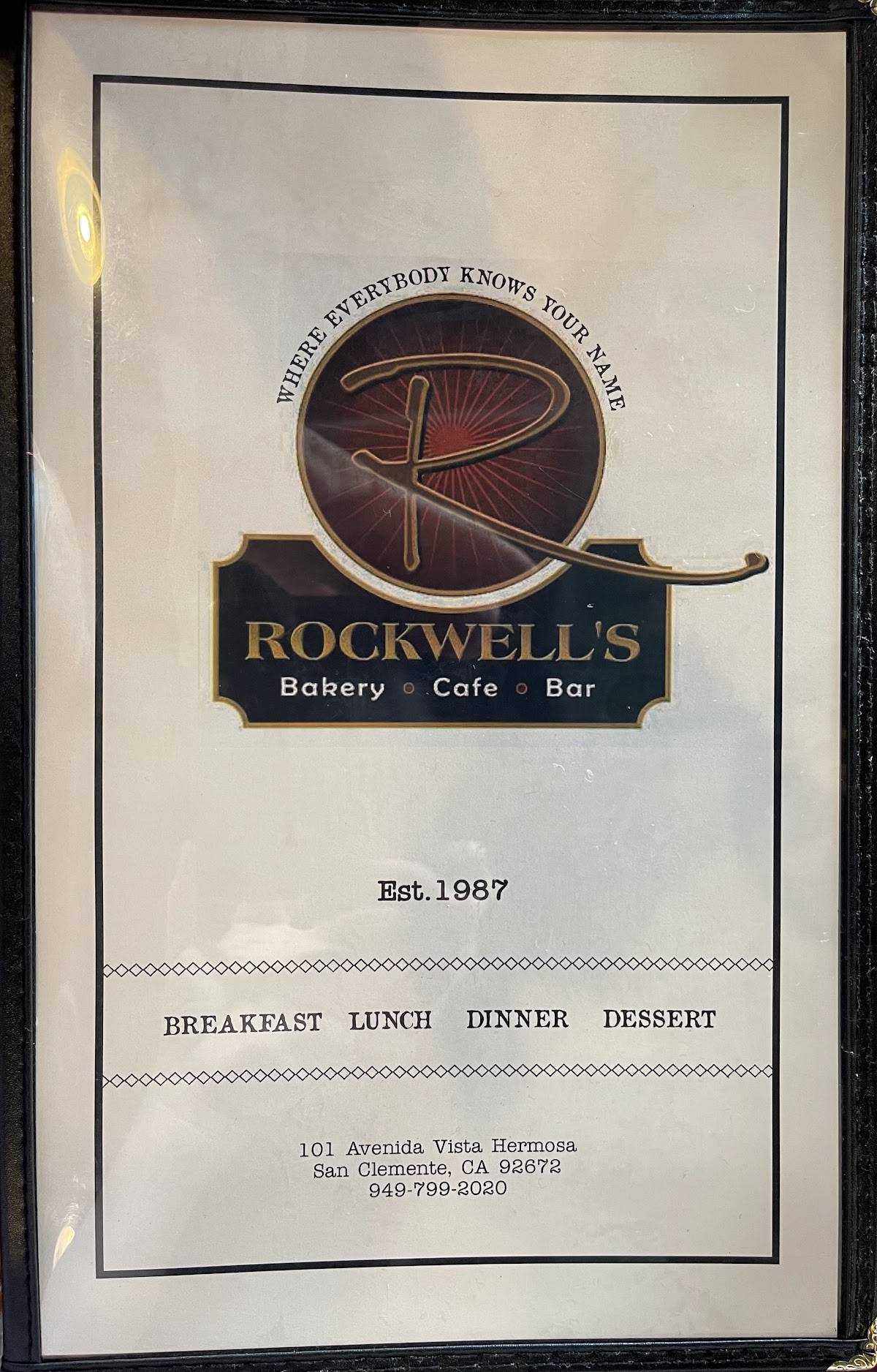 Menu at Rockwell's Bakery, San Clemente