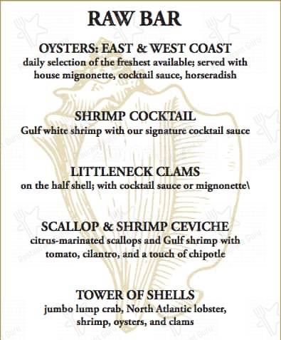 Menu at Shell & Bones Oyster Bar & Grill, New Haven