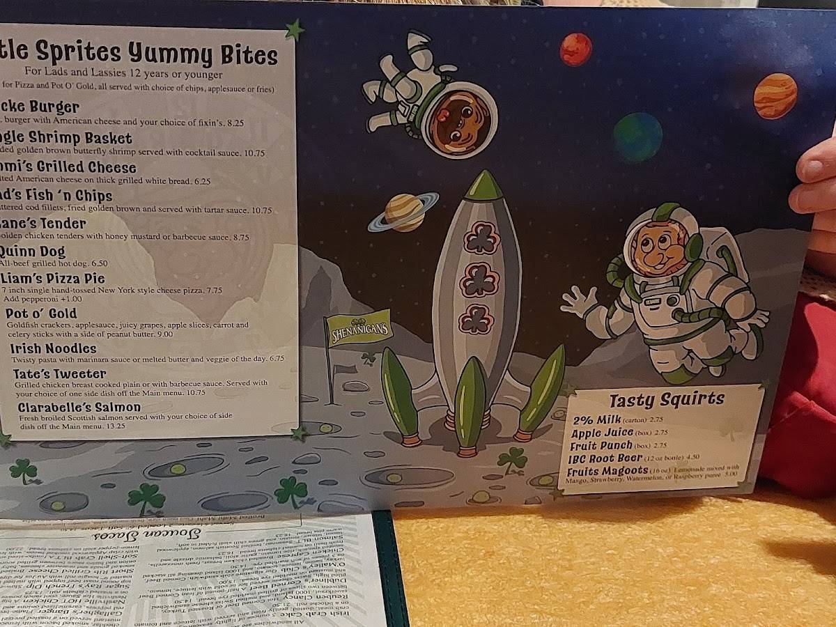 Menu at Shenanigan's Irish Pub, Ocean City