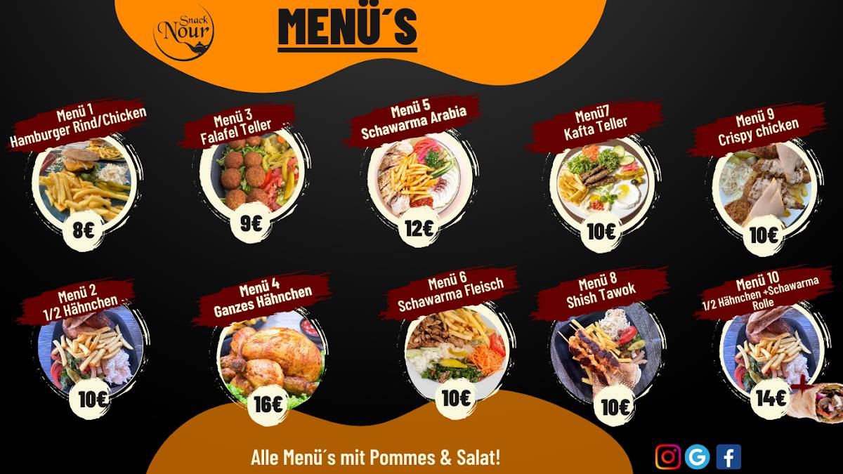 Speisekarte von Snack Nour Minden pub & Bar, Minden