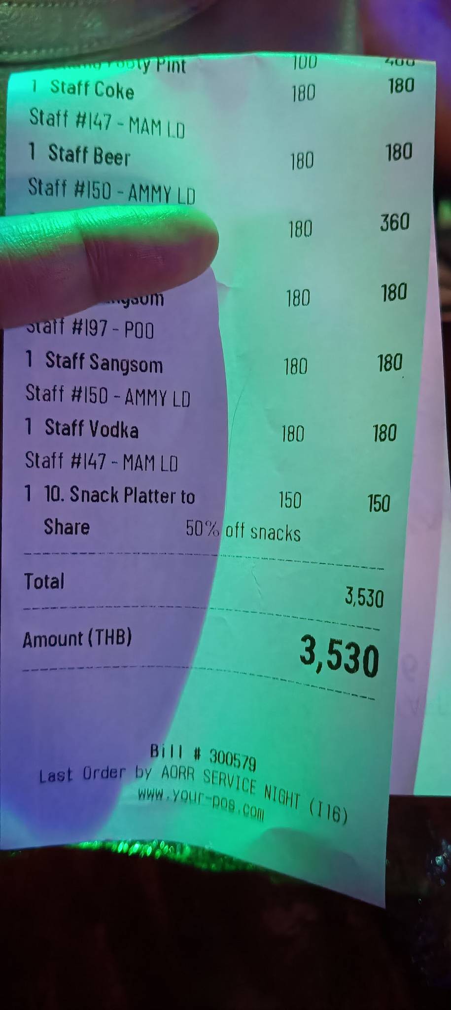 Menu at Stumble Inn pub & bar, Bangkok