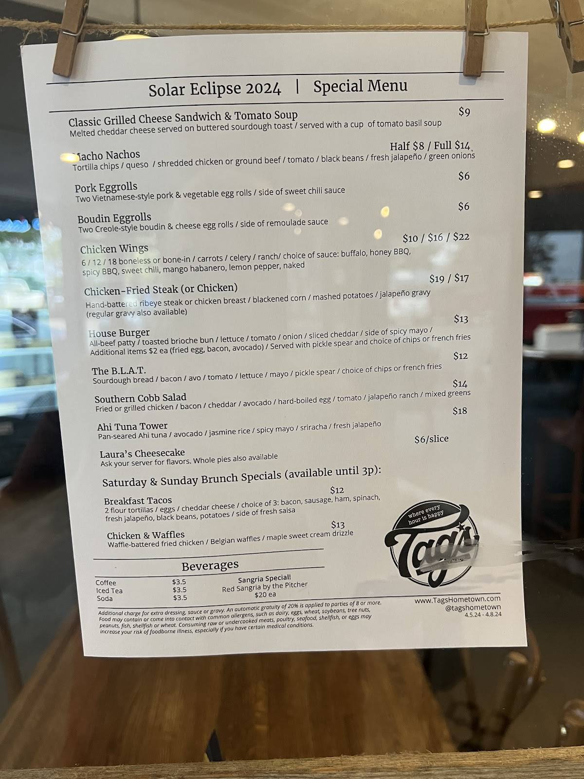 Menu at Tag's Hometown Bar & Grill - ML Edwards, Mount Vernon