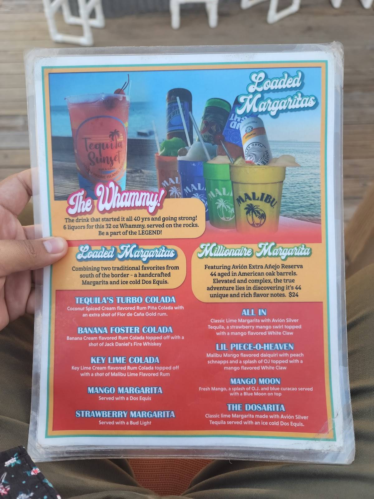 Menu at Tequila Sunset Bar & Grill, South Padre Island