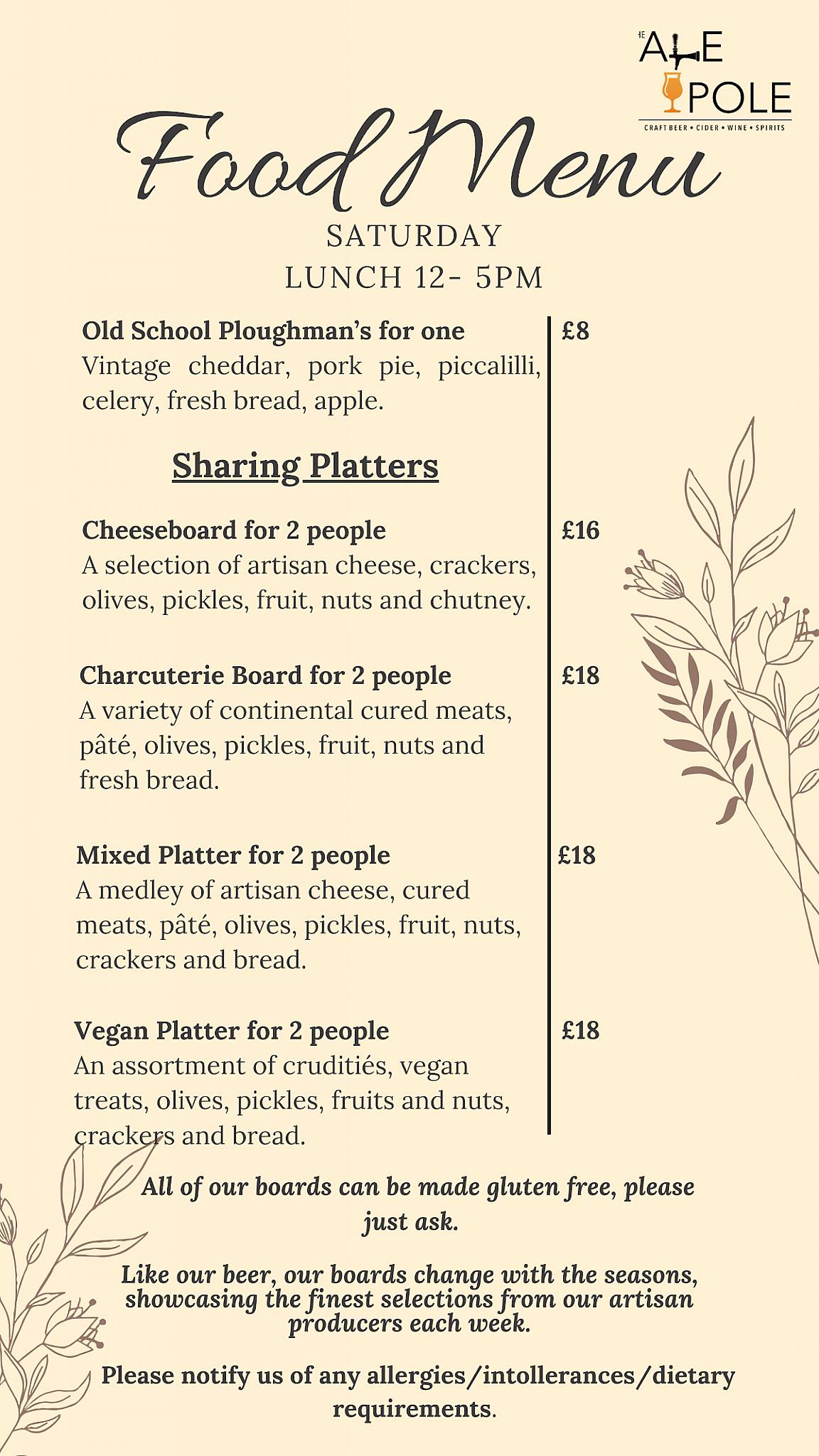 Menu at The Ale Pole pub & bar, Daventry