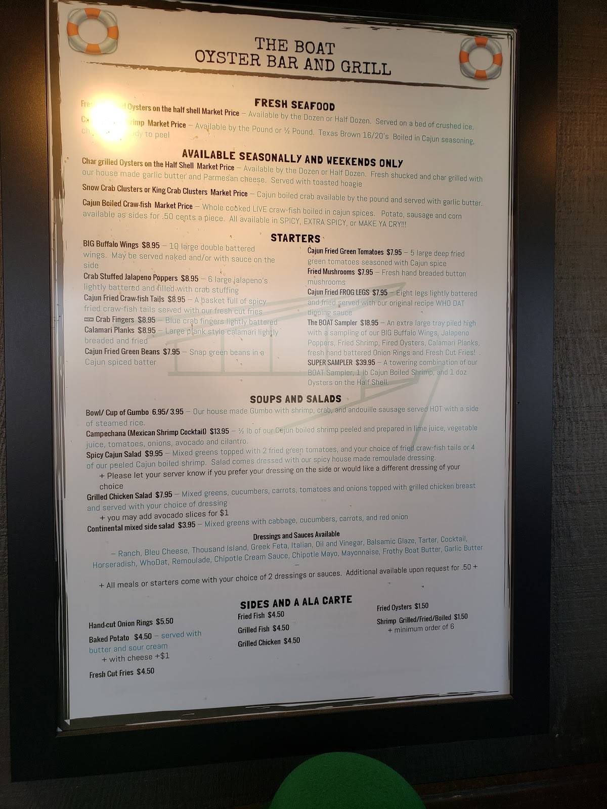 Menu at The Boat pub & bar, Kerrville