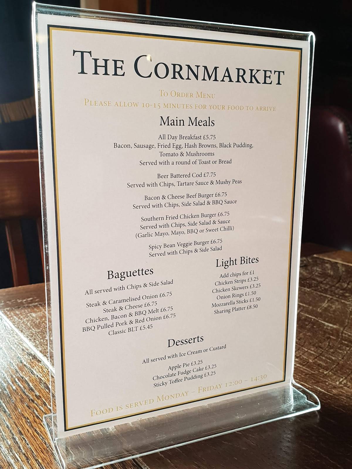 Menu at The Cornmarket pub & bar, Liverpool