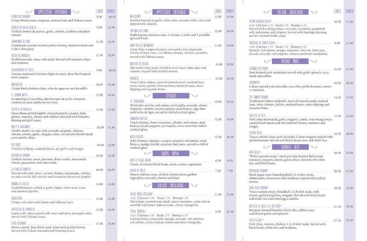 Menu at The Cuban pub & bar, Patchogue