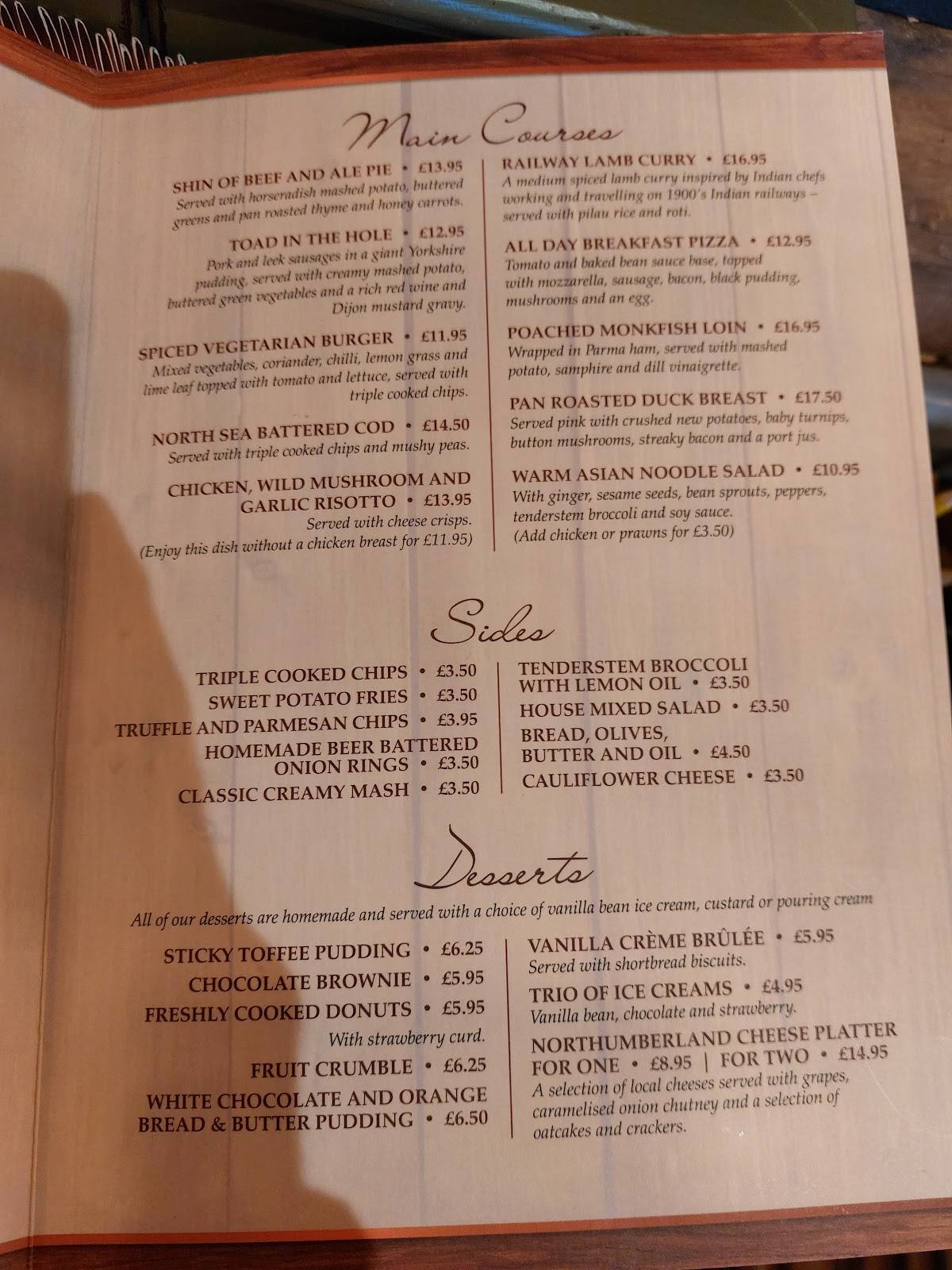 Menu at The Engine Inn pub & bar, Newcastle upon Tyne