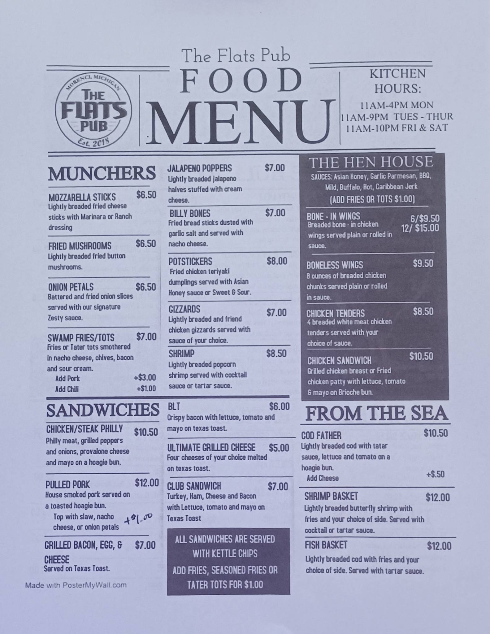 Menu at North Street Pub, Morenci