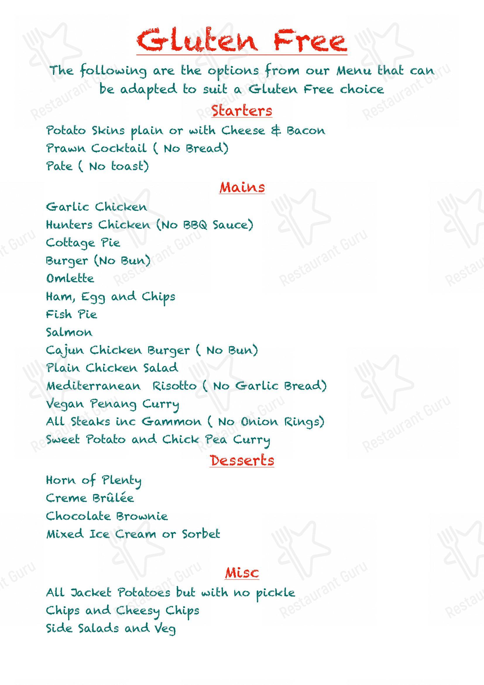 Menu at The Four Points pub & bar, Aldworth