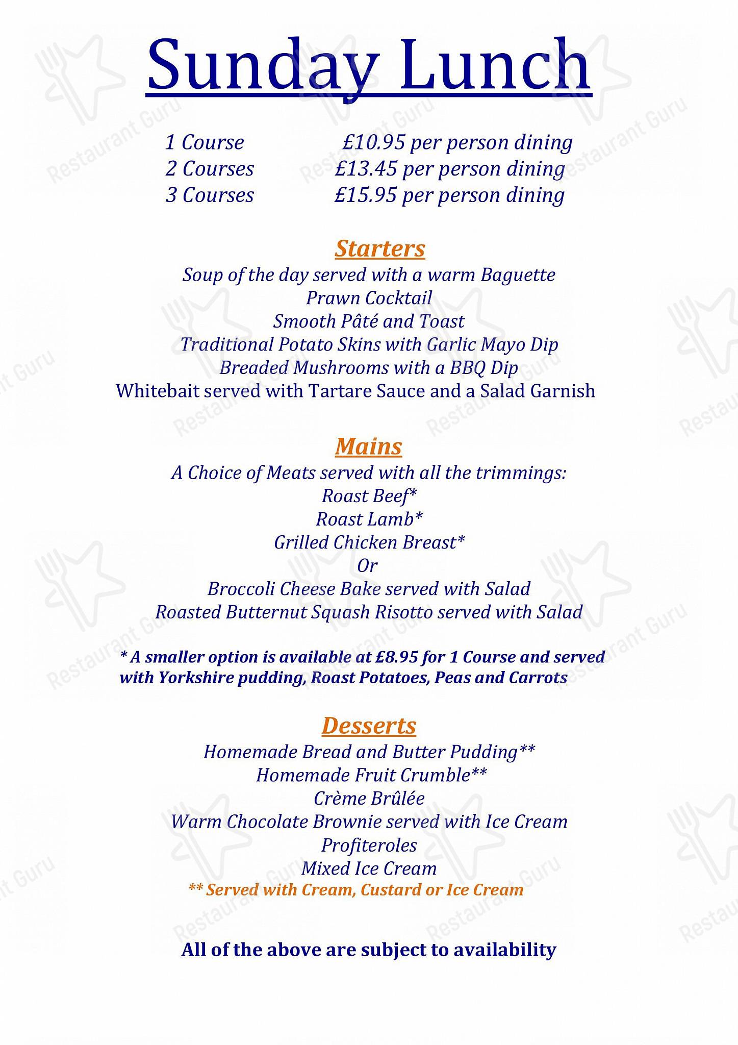 Menu at The Four Points pub & bar, Aldworth