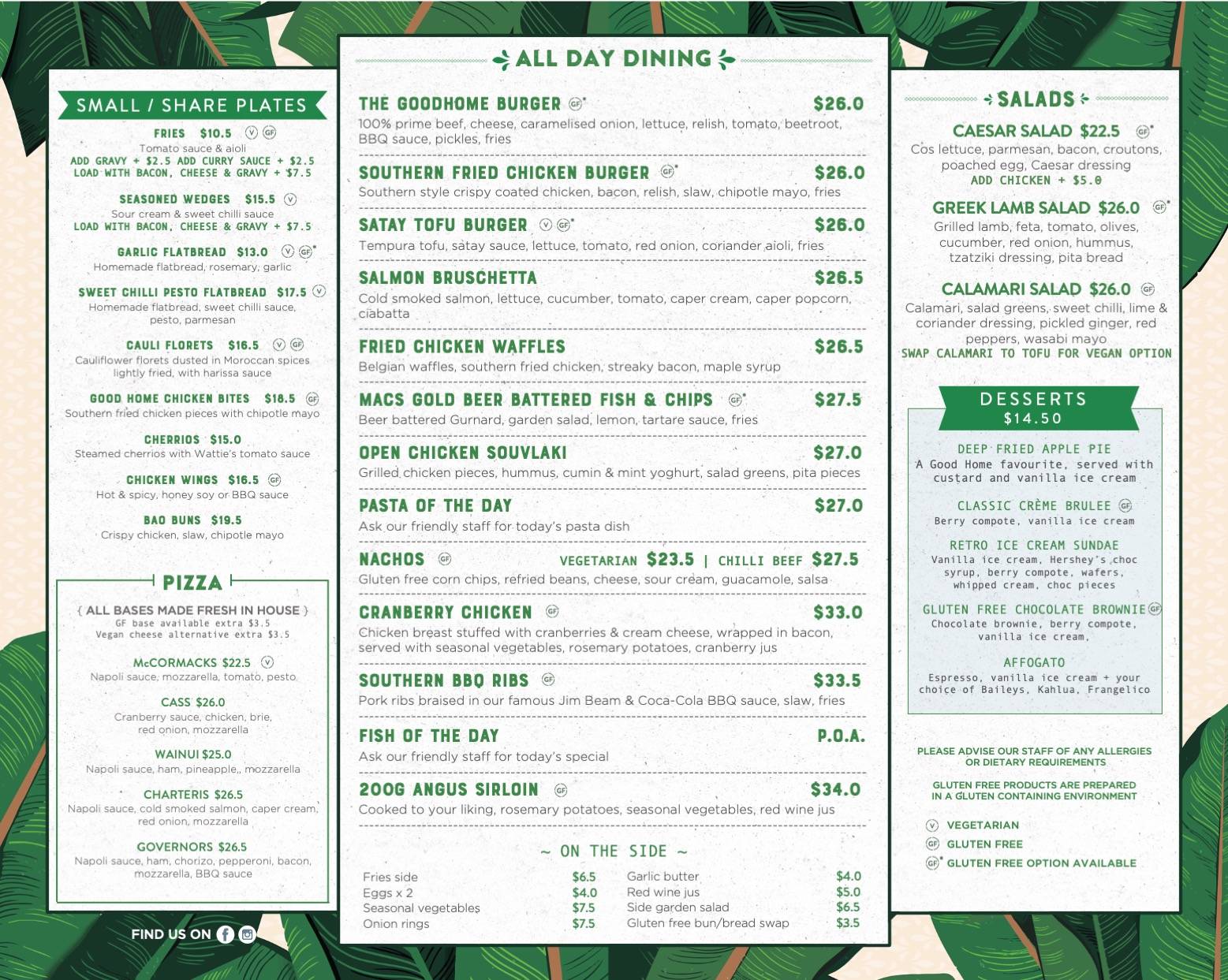 Menu at The Good Home Ferrymead pub & bar, Christchurch, 2a Waterman Pl