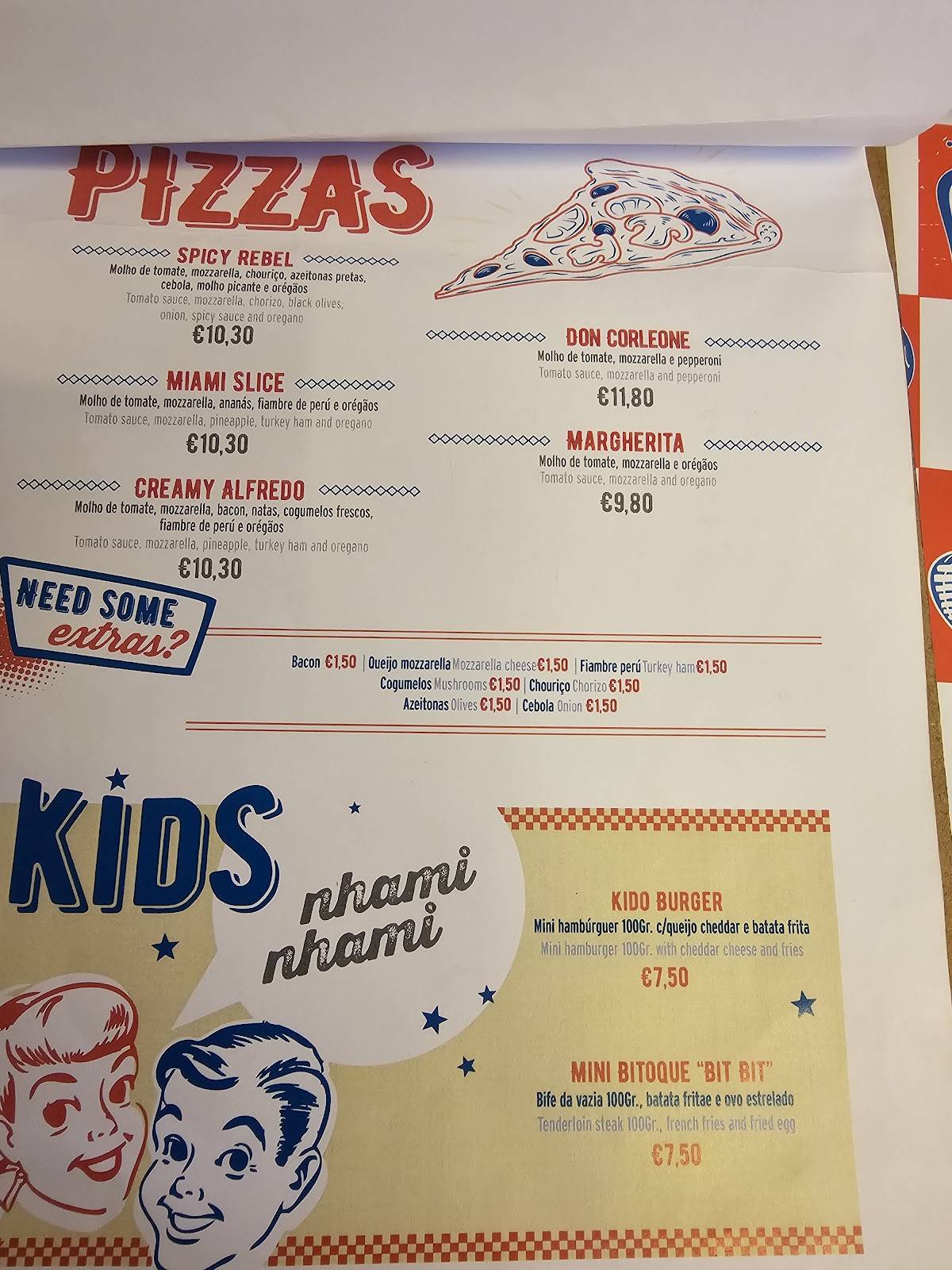 Menu at The Great American Disaster pub & bar, Lisbon
