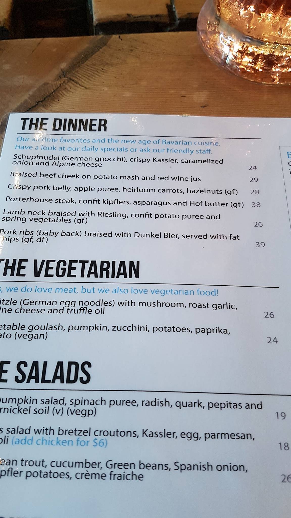 Menu at The Hof Downtown pub & bar, Docklands