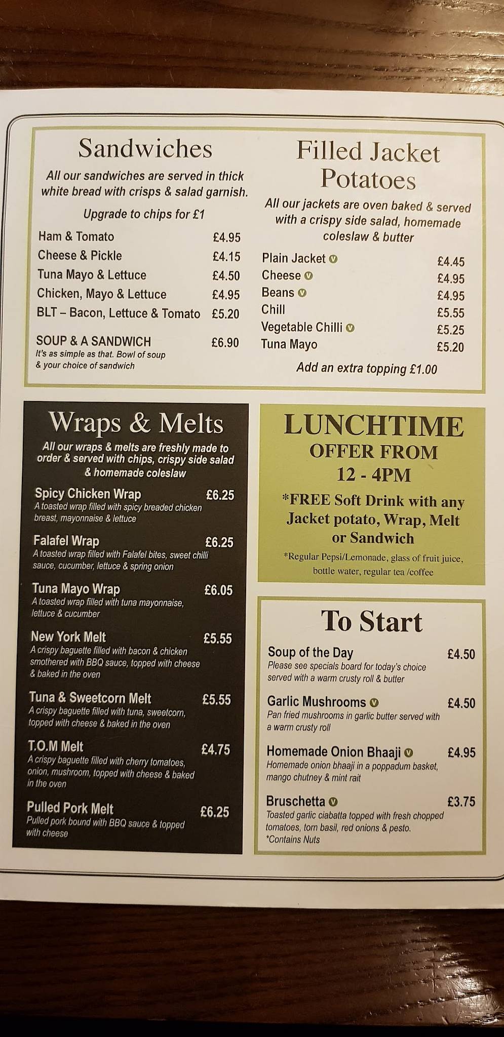 Menu at The Hyde Park Inn pub & bar, Dronfield