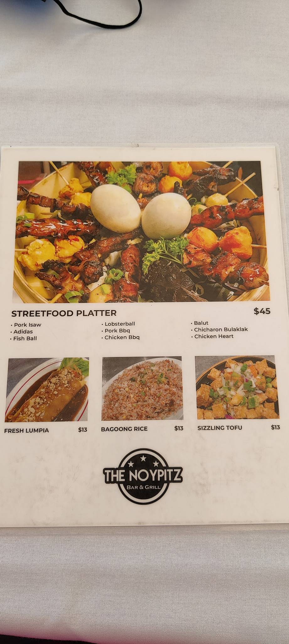 Menu at The Noypitz Bar & Grill, Cerritos