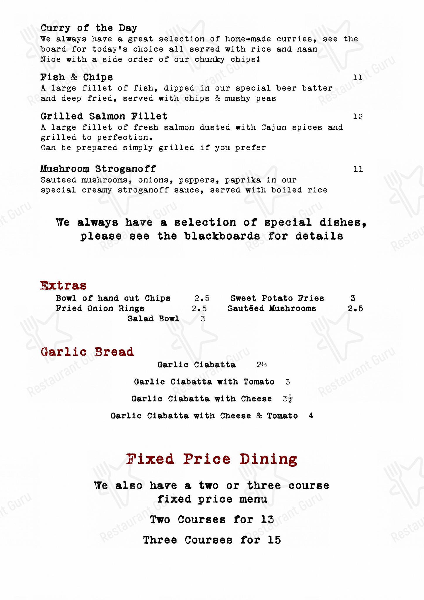Menu at The Old Original Inn pub & bar, Oldham